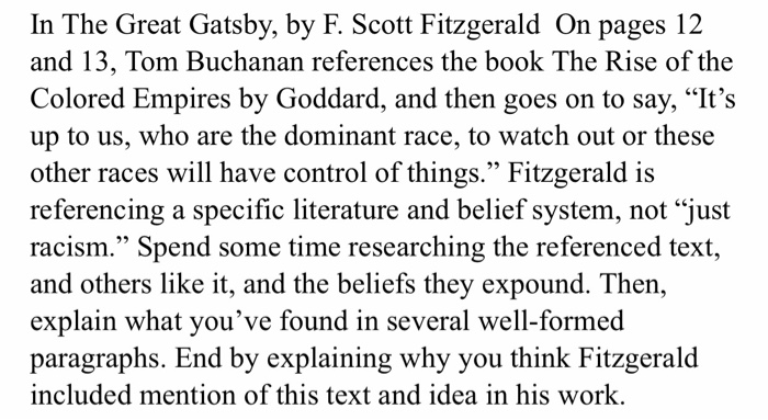 Solved In The Great Gatsby, by F. Scott Fitzgerald On pages | Chegg.com