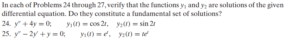 Solved In each of Problems 24 through 27, verify that the | Chegg.com