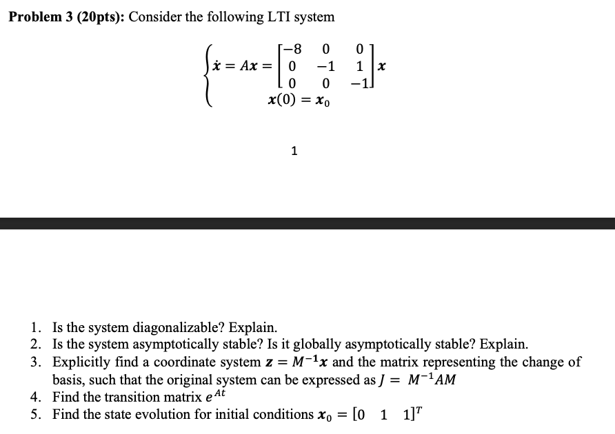 Problem 3 (20pts): Consider the following LTI system | Chegg.com