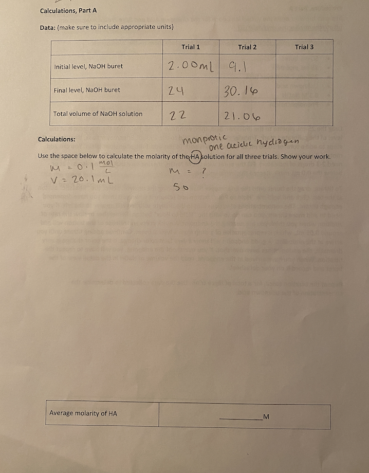 Solved Calculations, Part A Data: (make sure to include | Chegg.com