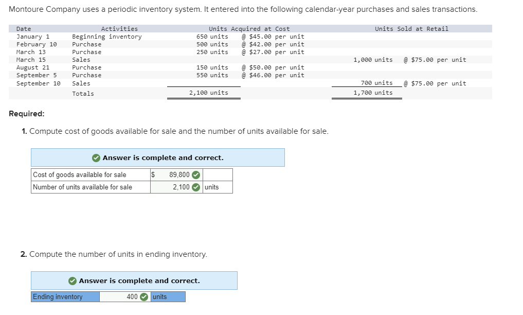 Solved 1. Compute cost of goods available for sale and the | Chegg.com