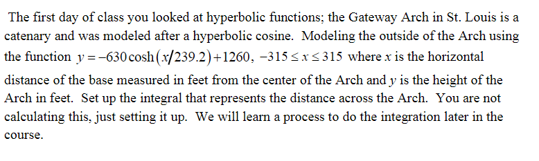 Solved The first day of class you looked at hyperbolic | Chegg.com