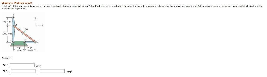 Solved If Link Ab Of The Four Bar Linkage Has A 