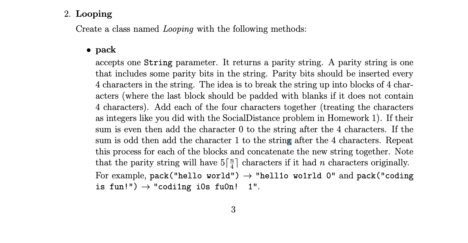Solved Looping Create a class named Looping with the | Chegg.com
