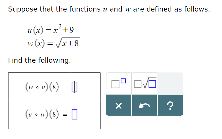 Solved Suppose that the functions u and w are defined as | Chegg.com