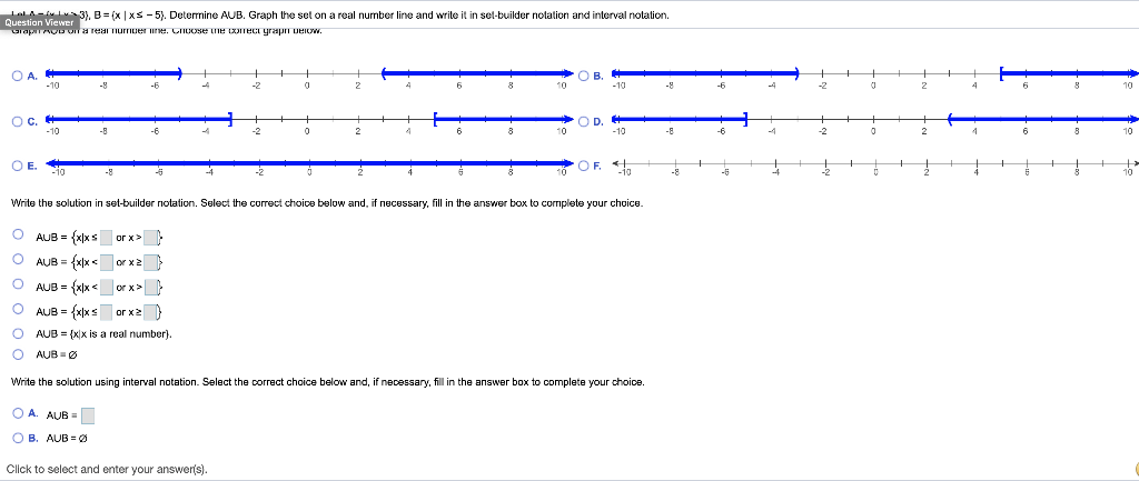 Solved LALA-v13), Brix XS-5). Determine AUB. Graph the set | Chegg.com