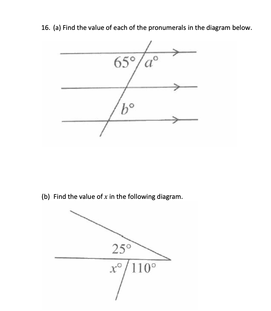 Solved 16. (a) Find the value of each of the pronumerals in | Chegg.com