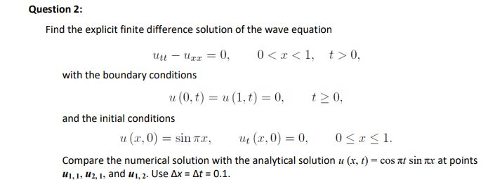 Question 2: Find the explicit finite difference | Chegg.com