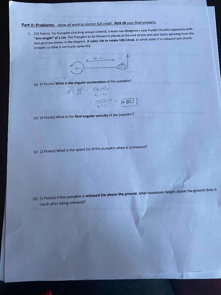 Solved Part II: Problems Show all work to receive full | Chegg.com