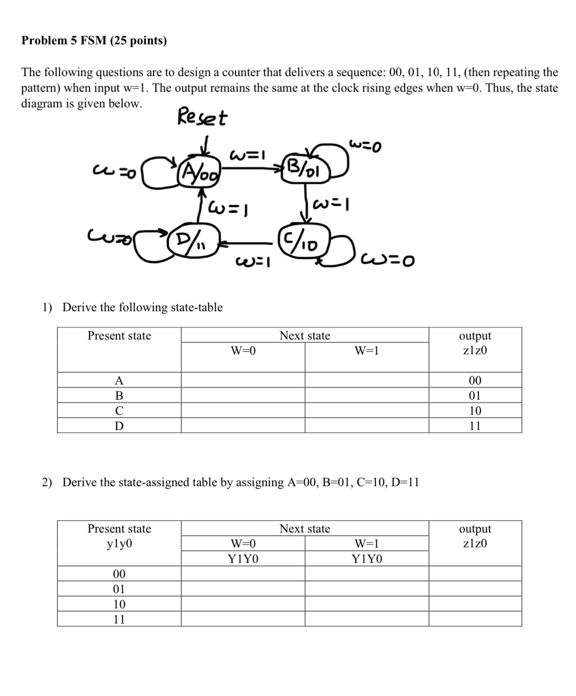 Solved Problem 5 FSM (25 ﻿points)The following questions are | Chegg.com
