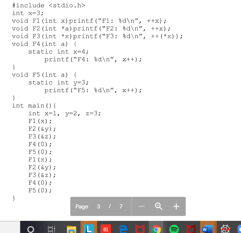 Solved #include int x=3; void Fi (int x) printf("Fl: %d\n", | Chegg.com
