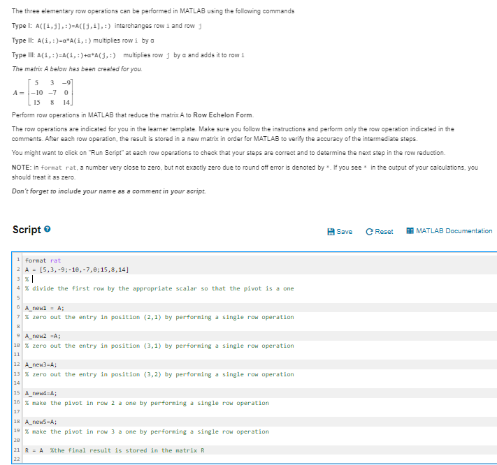 Solved The three elementary row operations can be performed | Chegg.com