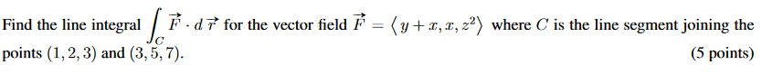 Solved Find the line integral ∫CF⋅dr for the vector field | Chegg.com