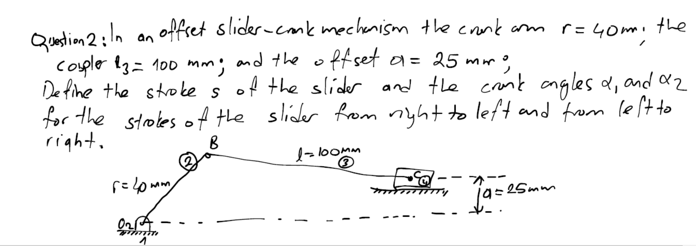 Solved Question 2: In an offset slider-crank mechanism the | Chegg.com