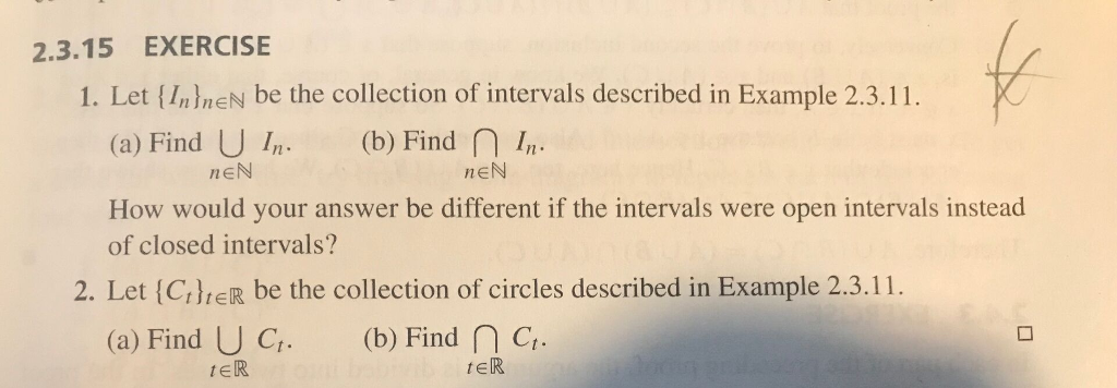 Solved 2.3.11 EXAMPLE (Indexing sets) 1. Suppose that we | Chegg.com