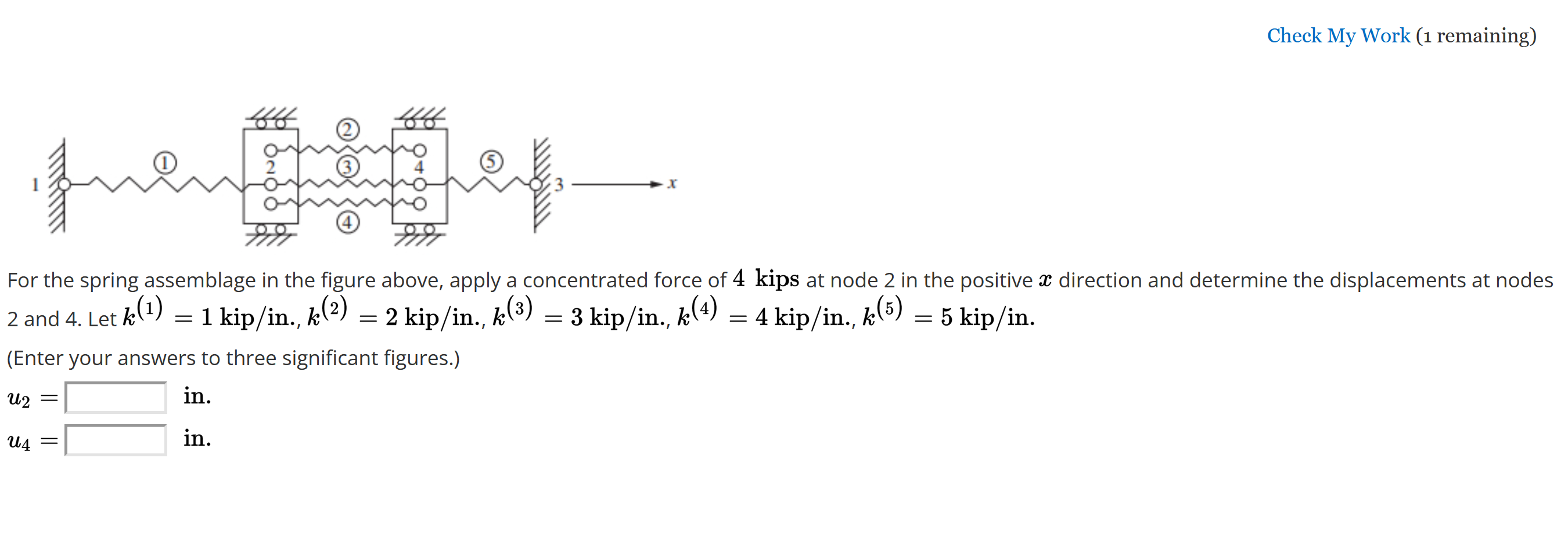 Solved For the spring assemblage in the figure above, apply | Chegg.com