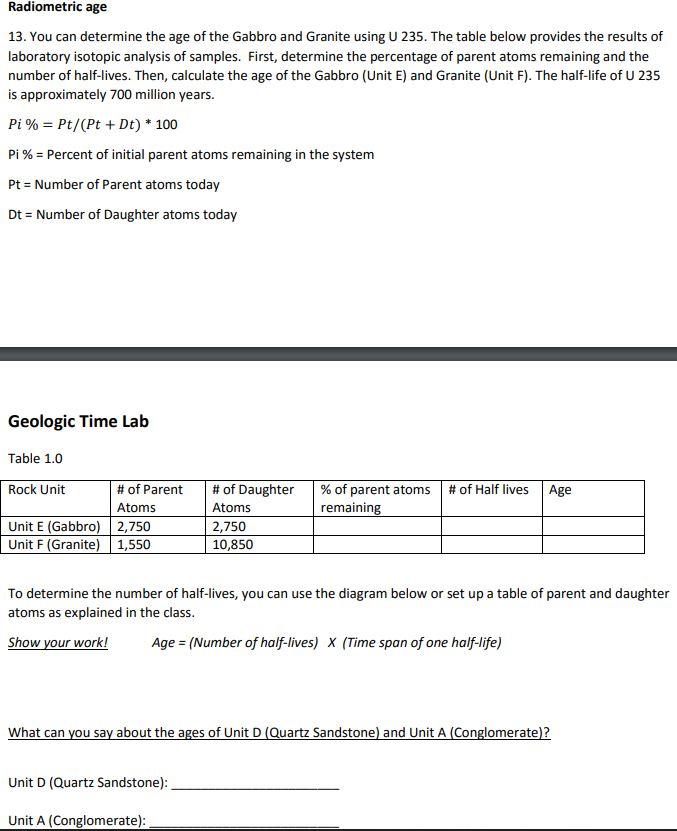 Solved 12. List and describe the geologic events in the | Chegg.com