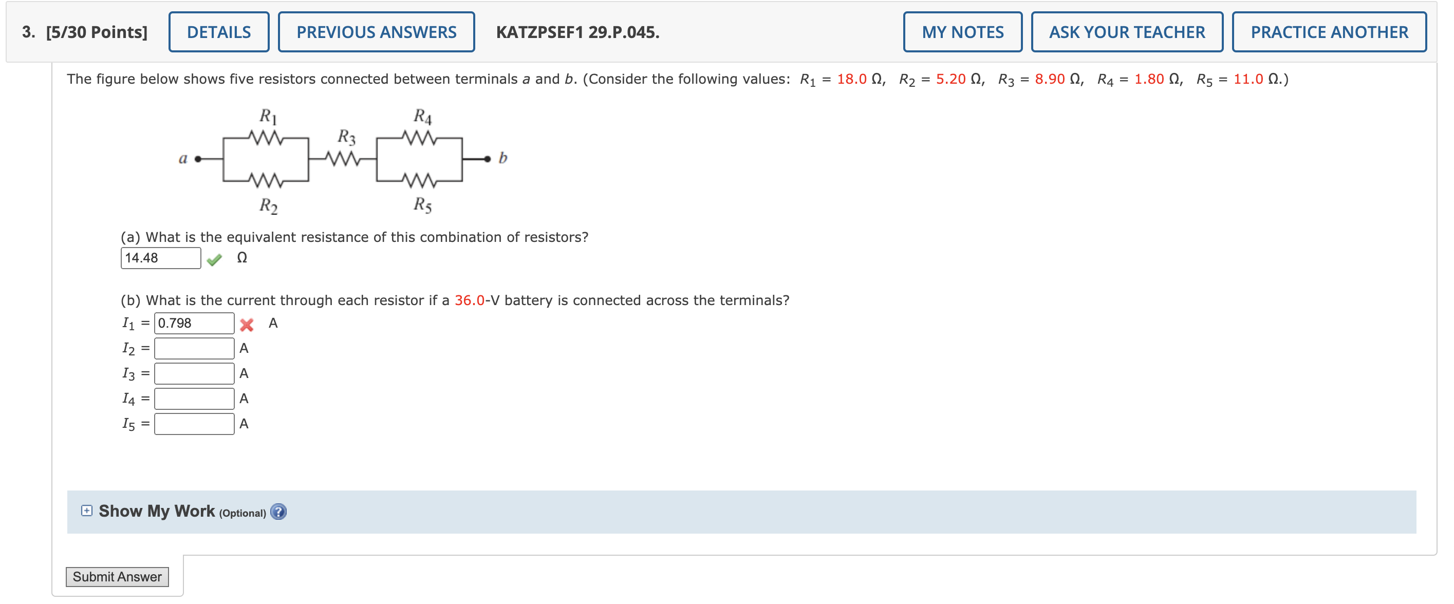 Solved ure below shows five resistors connected between | Chegg.com