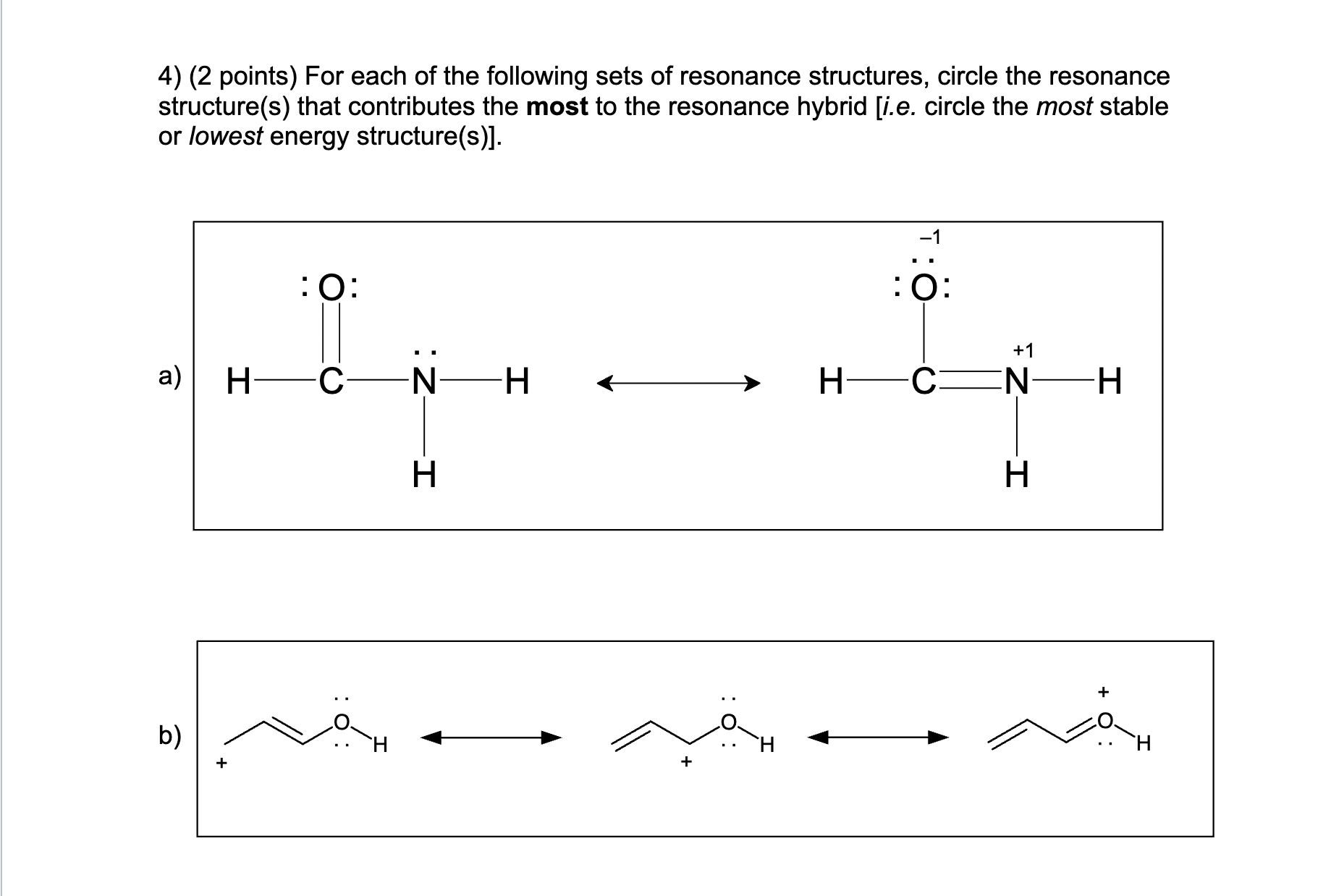 Solved For each of the following sets of resonance | Chegg.com
