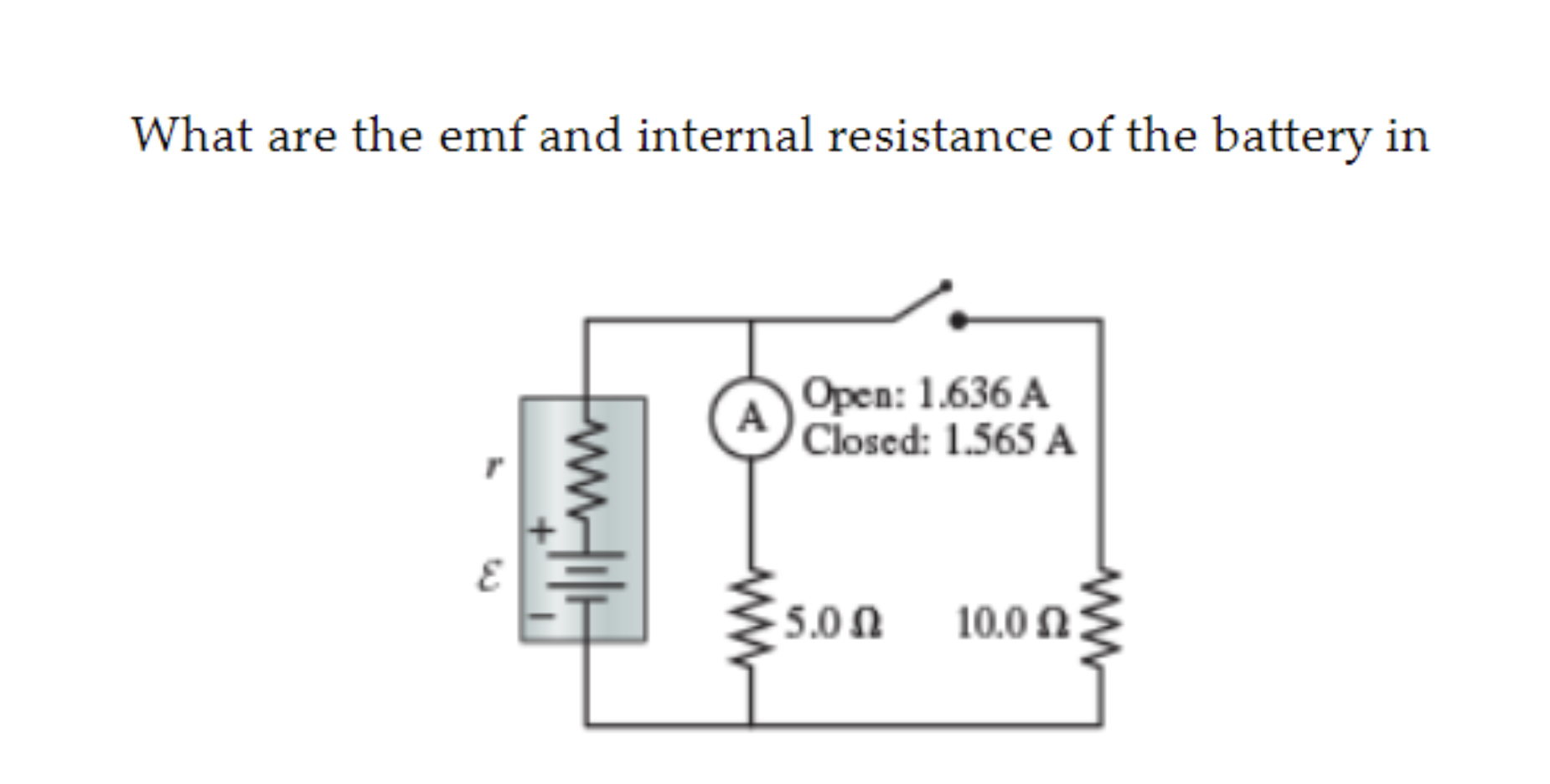 Solved What are the emf and internal resistance of the | Chegg.com