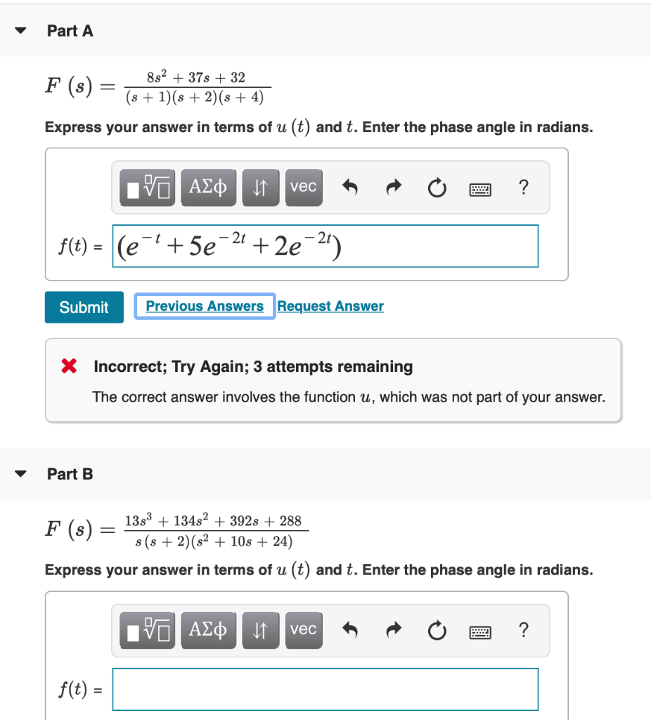 Solved Part A 882 +378 + 32 (s + 1)(8 + 2)(8 + 4) Express | Chegg.com