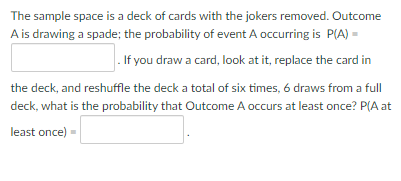 Solved The sample space is a deck of cards with the jokers | Chegg.com