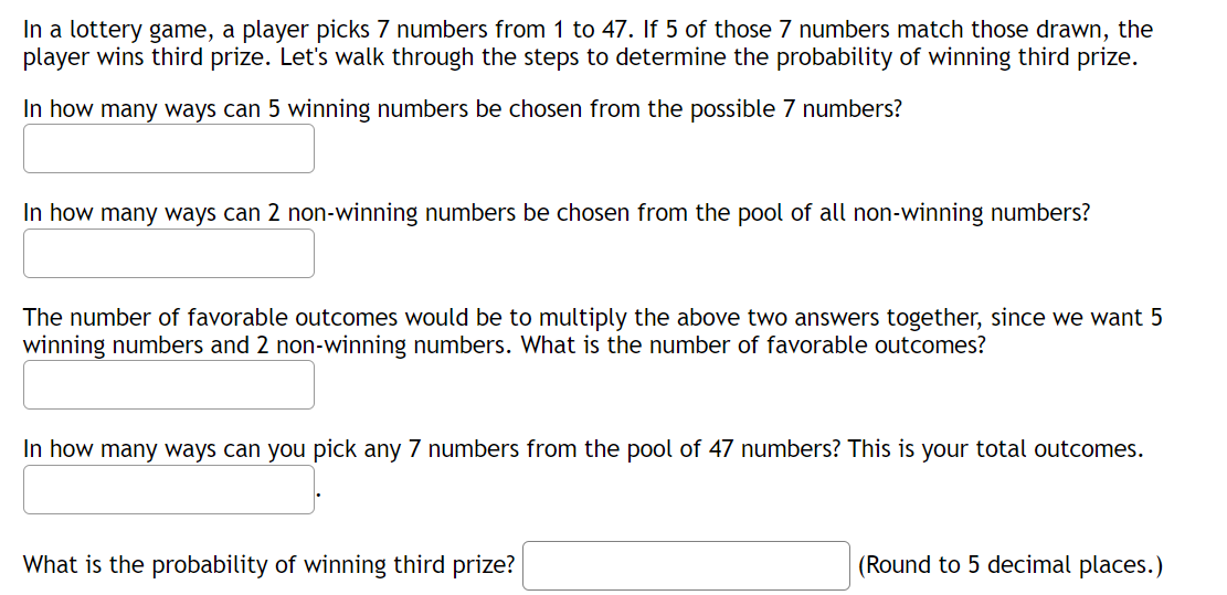 Solved In a lottery game, a player picks 7 numbers from 1 to | Chegg.com