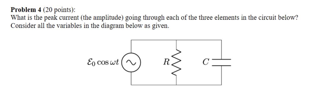 Solved Problem 4 (20 points): What is the peak current (the | Chegg.com