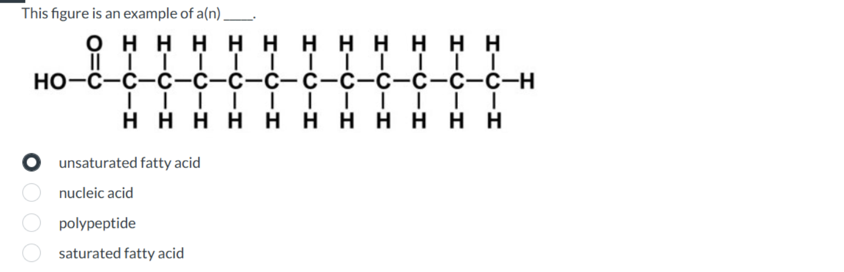 Solved This figure is an example of a(n) unsaturated fatty | Chegg.com