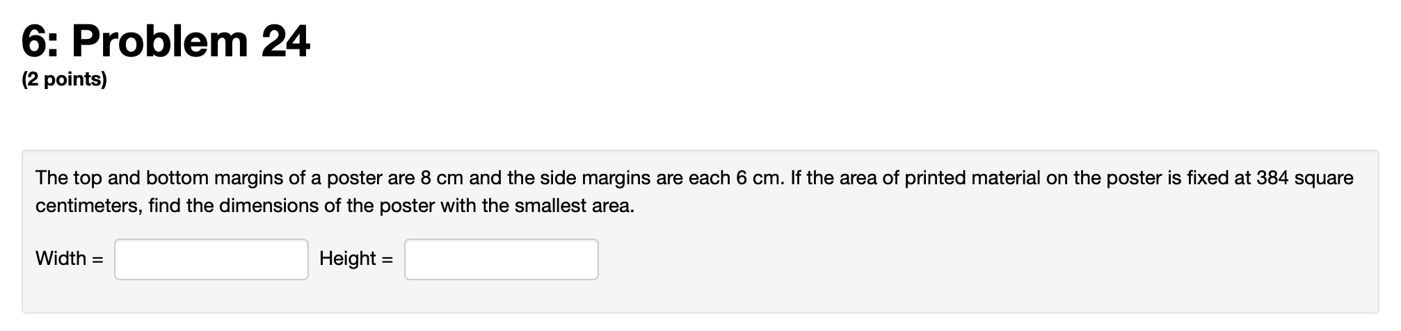 Solved 6: Problem 24(2 ﻿points)The top and bottom margins of | Chegg.com
