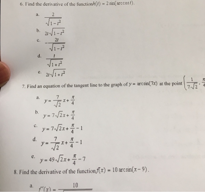 Solved 6. Find the derivative of the functionh(t) = 2 | Chegg.com