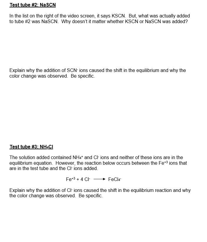 Solved In the video, six test tubes are shown, each | Chegg.com