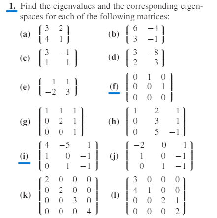 Solved 1. Find the eigenvalues and the corresponding eigen- | Chegg.com