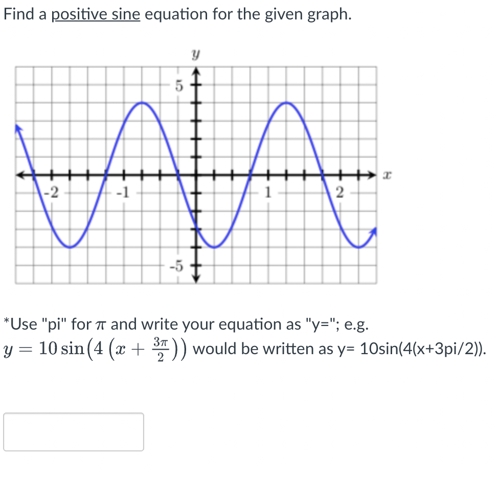 Solved Find a positive sine equation for the given graph. y | Chegg.com