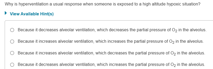 Solved Why is hyperventilation a usual response when someone | Chegg.com