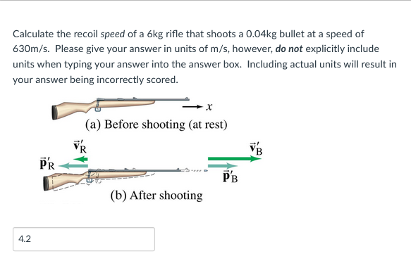 Solved Calculate the recoil speed of a 6kg rifle that shoots | Chegg.com