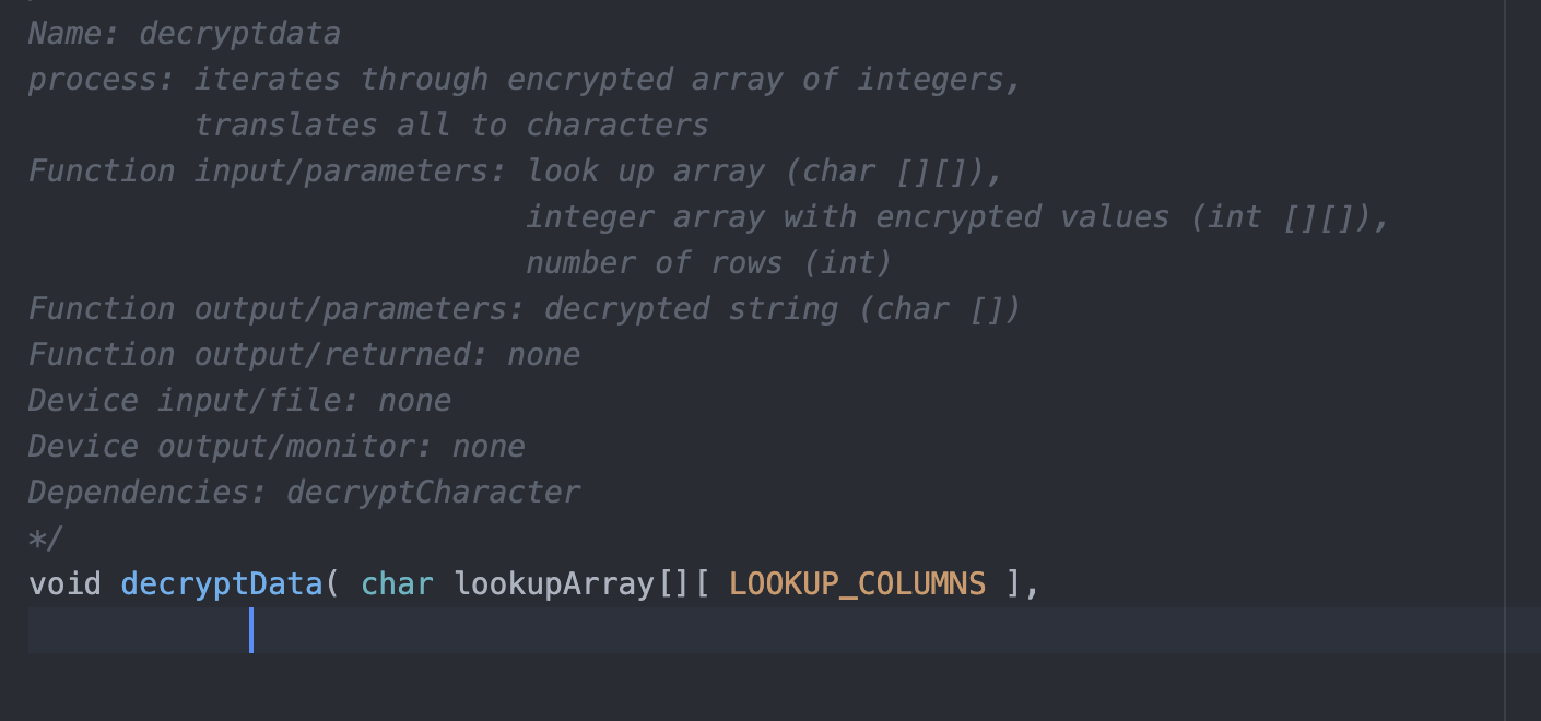 /* Name: decryptCharacter process: translates integer | Chegg.com