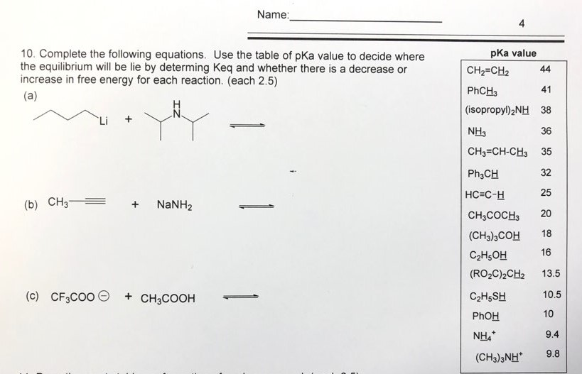 Solved Name: 10. Complete the following equations. Use the | Chegg.com