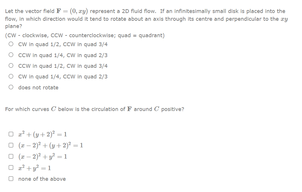 Solved Let the vector field F = (0, xy) represent a 2D fluid | Chegg.com