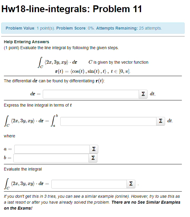 Solved Hw18-line-integrals: Problem 11 Problem Value: 1 | Chegg.com