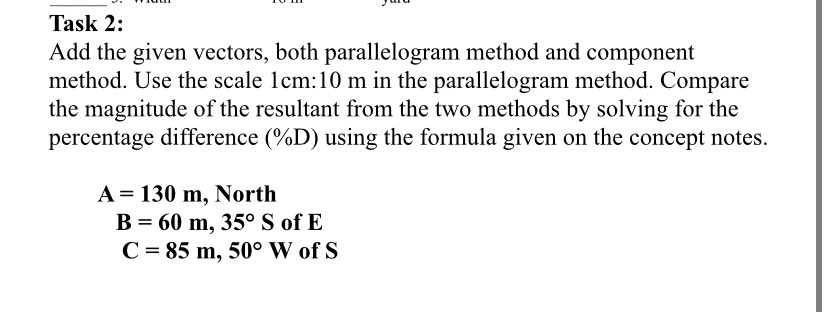 Solved Task 2: Add the given vectors, both parallelogram | Chegg.com