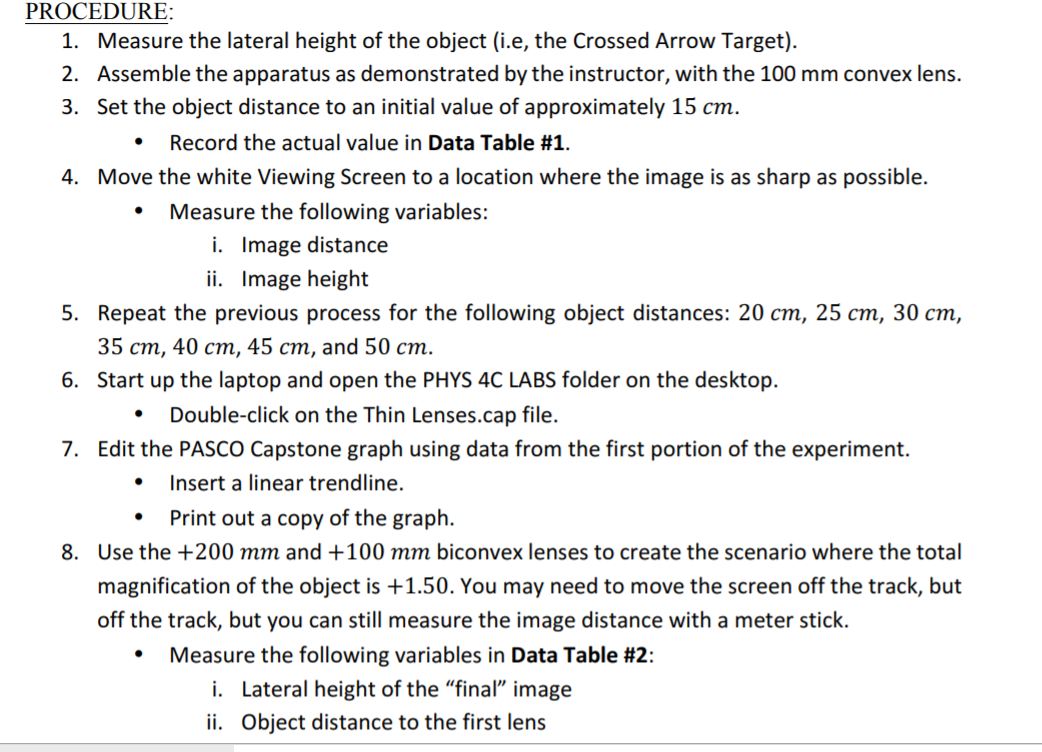 PROCEDURE: 1. Measure the lateral height of the | Chegg.com