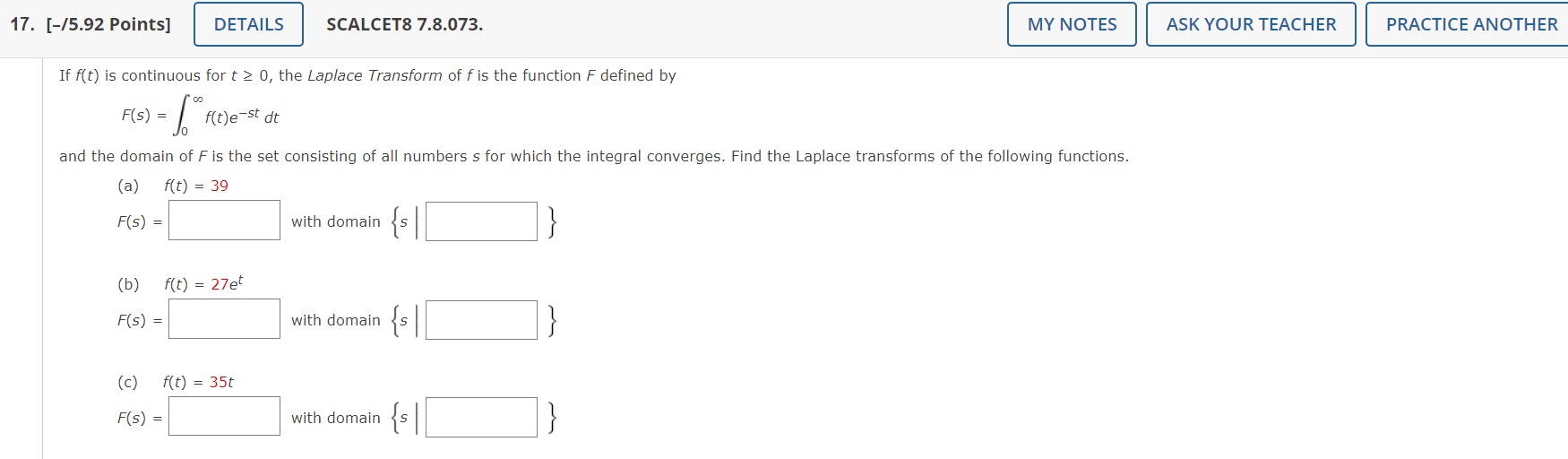 Solved If f(t) is continuous for t≥0, the Laplace Transform | Chegg.com