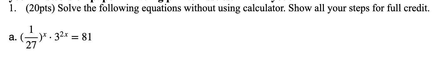 Solved (20pts) ﻿Solve the following equations without using | Chegg.com