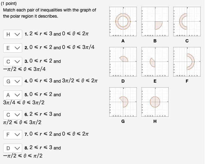 Solved (1 point) Match each pair of inequalities with the | Chegg.com