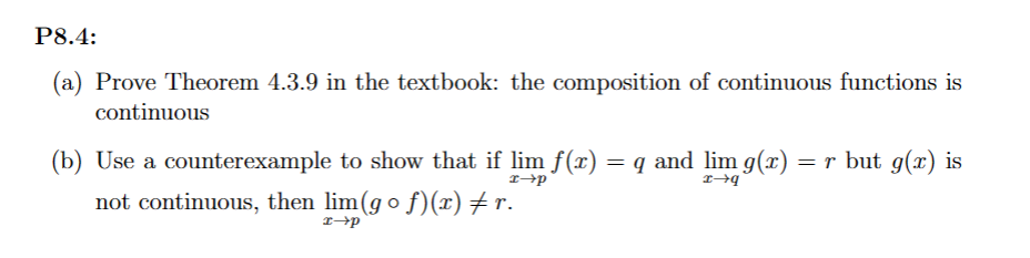 Solved P8.4: (a) Prove Theorem 4.3.9 in the textbook: the | Chegg.com