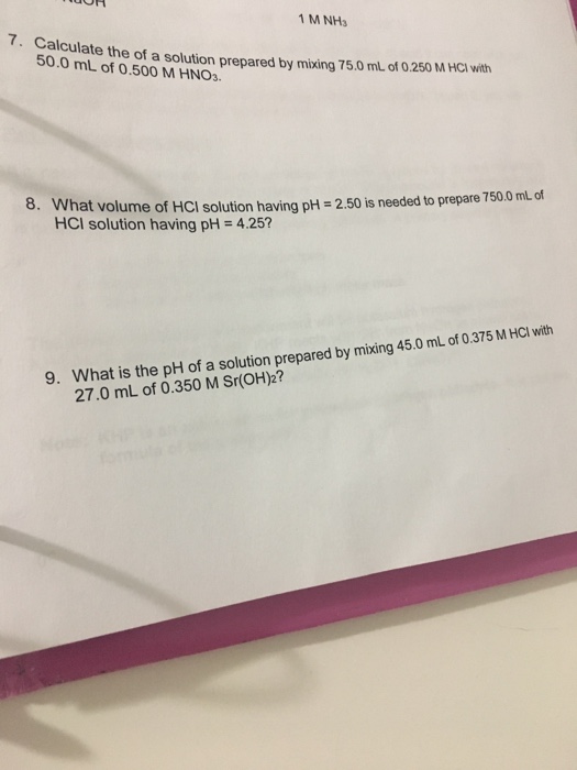 Solved Calculate the of a solution prepared by mixing 75.0 | Chegg.com