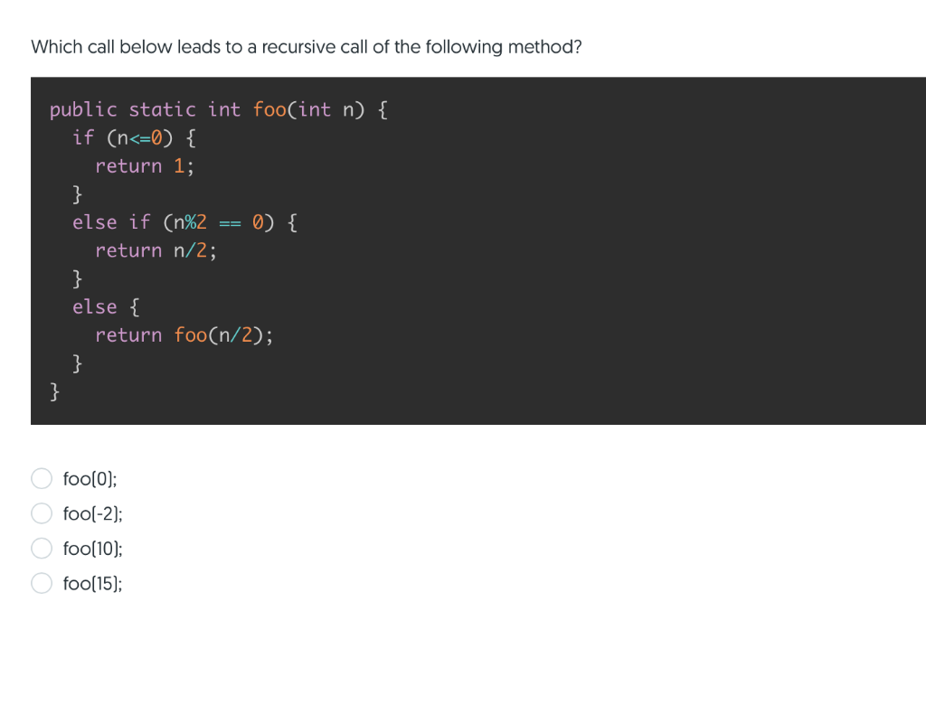 Solved Which call below leads to a recursive call of the | Chegg.com