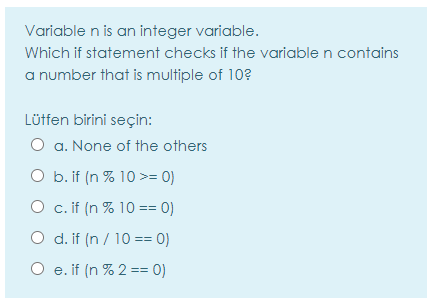 Solved Variable n is an integer variable. Which if statement | Chegg.com