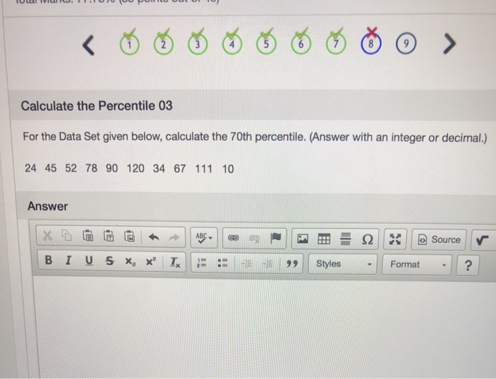 Solved Calculate the Percentile 03 For the Data Set given | Chegg.com
